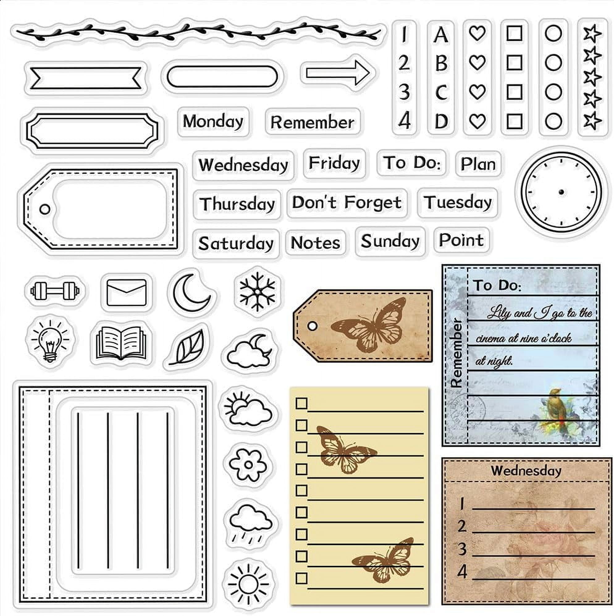 1sheet Calendar Planner Frame Clear Rubber Stamp Month Week Date Time ...