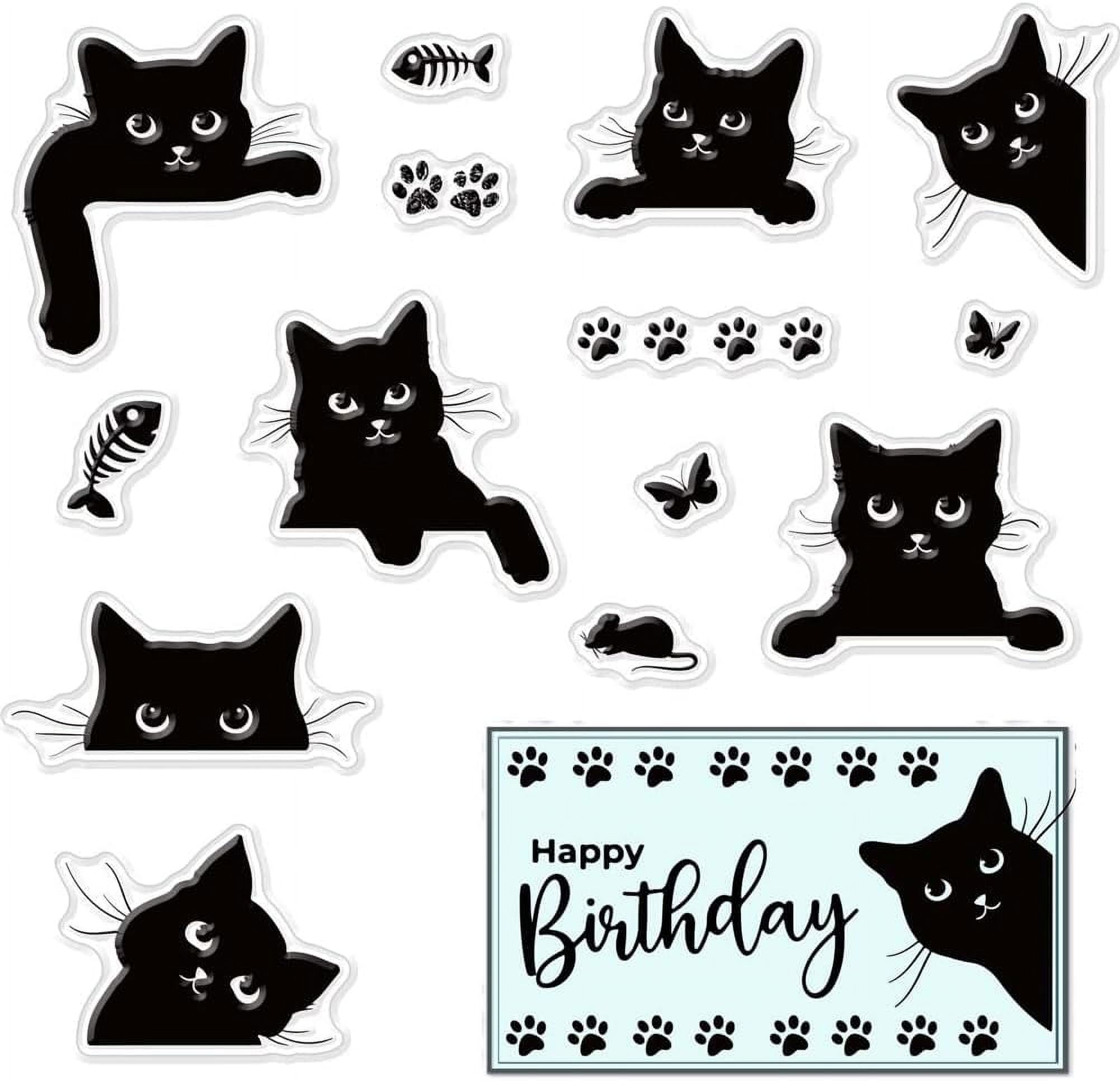 1sheet Cat Clear Stamps for Card Making Decoration Scrapbooking Black ...