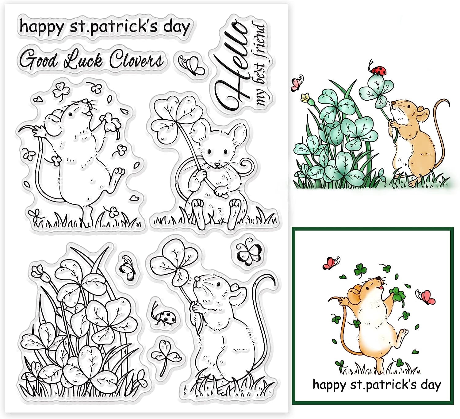 1sheet Clear Stamps Lucky Clover Transparent Stamps Shamrock Silicone ...