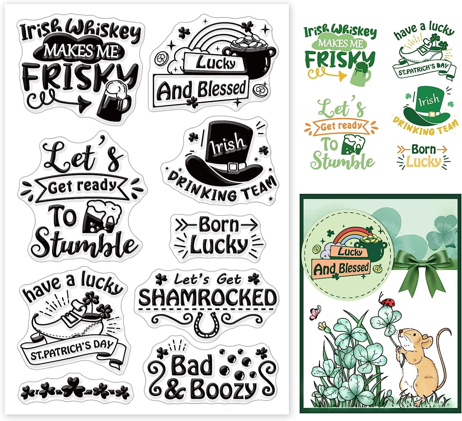 Clover Silicone Stamps St. Patrick's Day Clear Stamps Irish Shamrock ...