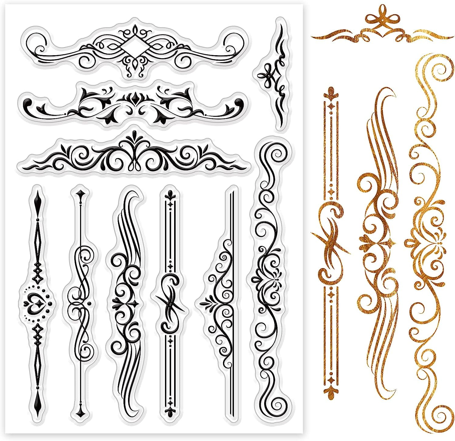 1sheet Dividing Line Clear Stamp European Style Lace Silicone Clear ...