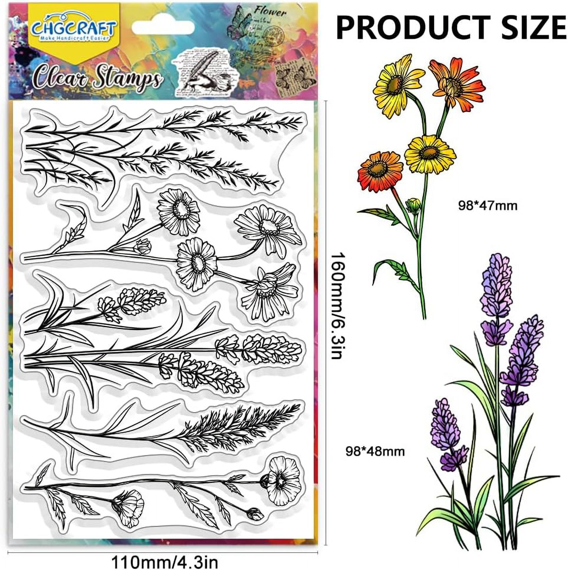 1sheet Flowers Clear Stamps Plants Transparent Silicone Stamps for Card ...