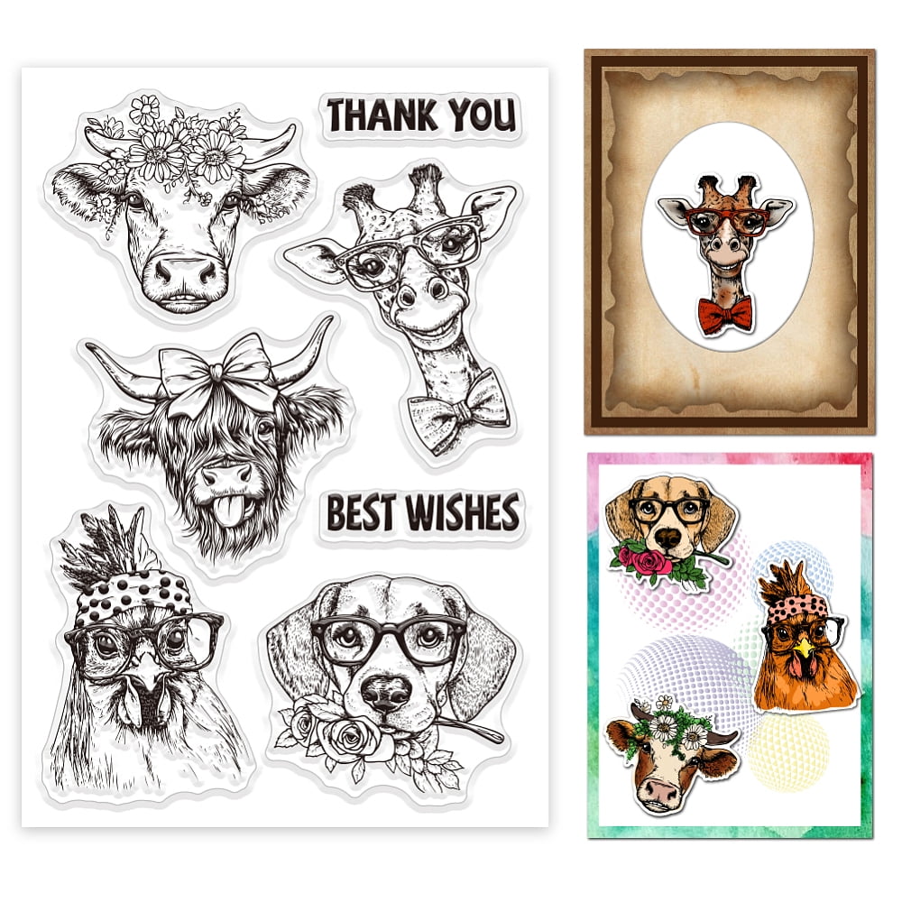 1sheet Funny Farm Animal Clear Stamps for Scrapbooking Cartoon Giraffe ...