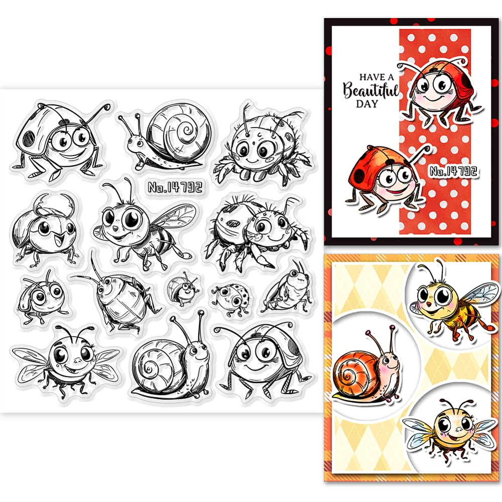 1sheet Funny Insects Clear Stamps 5.91x5.91 inch Ladybugs Bees Spiders ...