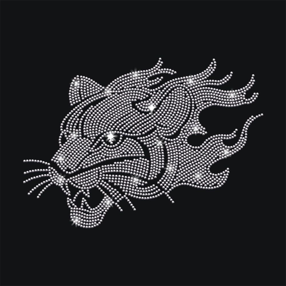 1sheet Leopard Head Iron on Rhinestones Transfer 11.7x8.3 Inch Flames ...