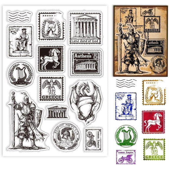 1sheet Middle Ages Postage Clear Stamps Knight Dragon Silicone Clear ...