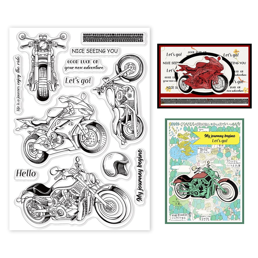 1sheet Motorcycle Adventure Clear Stamps for Scrapbooking Travel ...