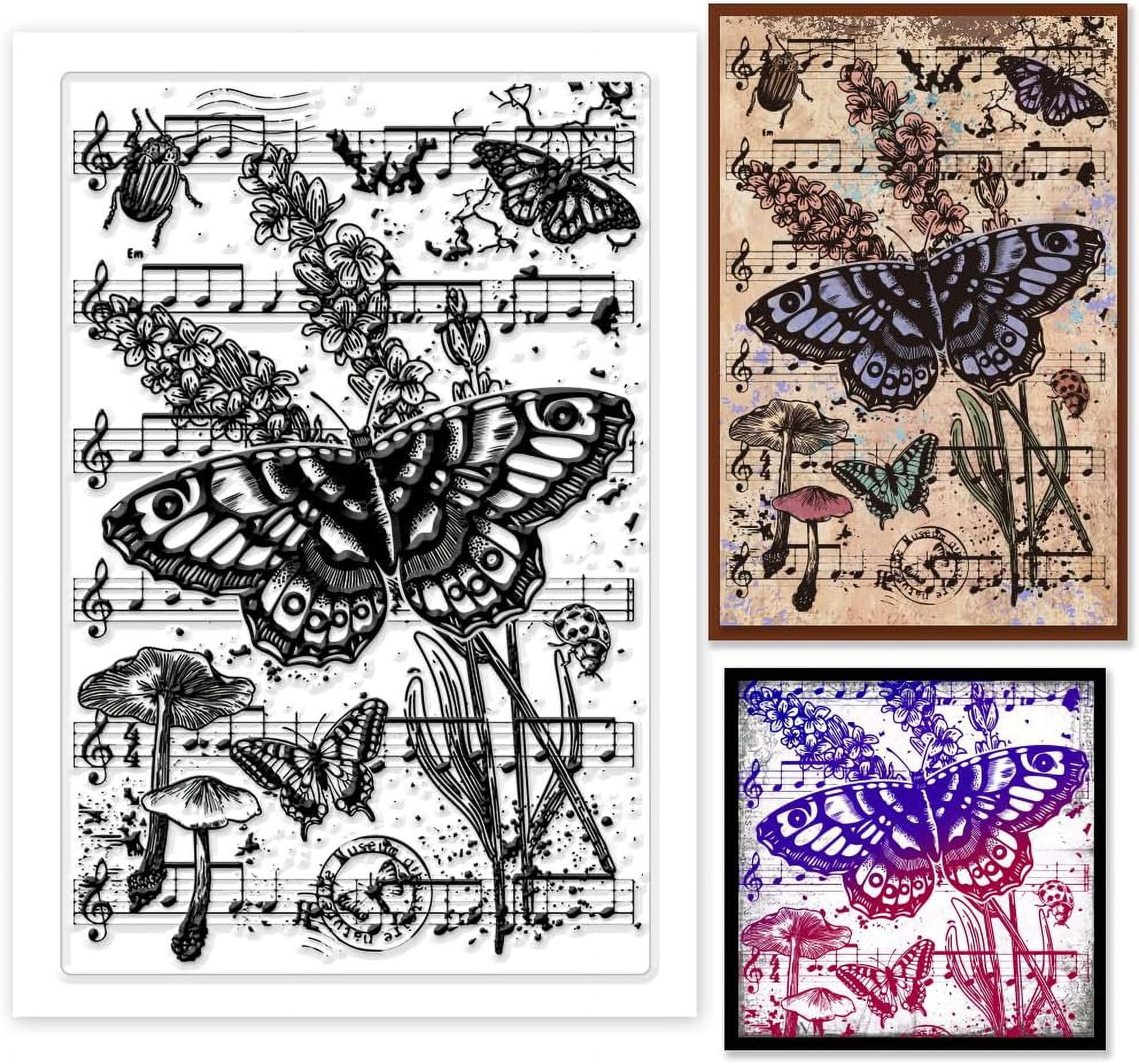 1sheet Music Clear Stamps for Card Making Butterfly Rubber Stamps ...