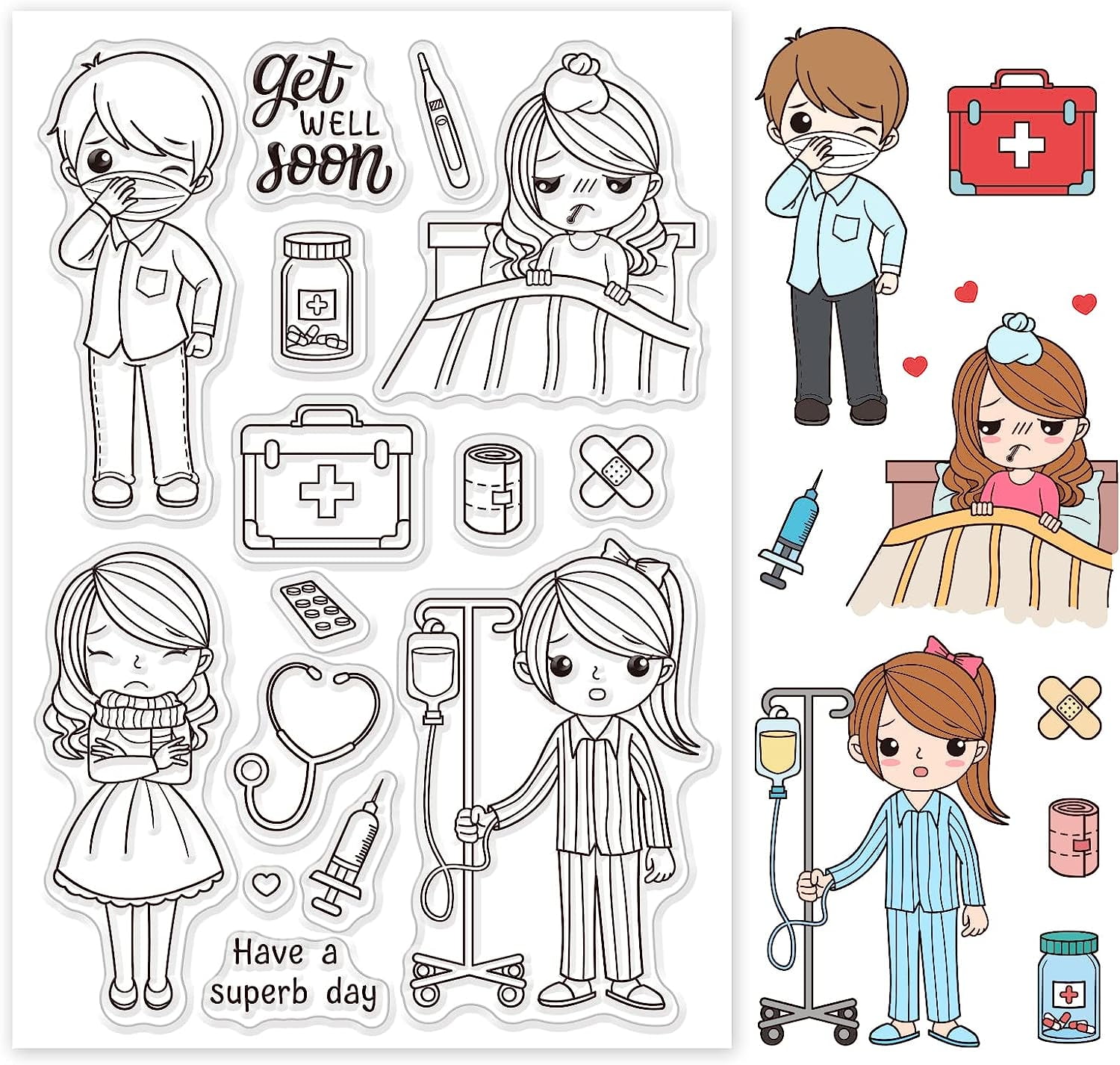 1sheet Nurse's Day Silicone Clear Stamps Get Well Transparent Stamps ...