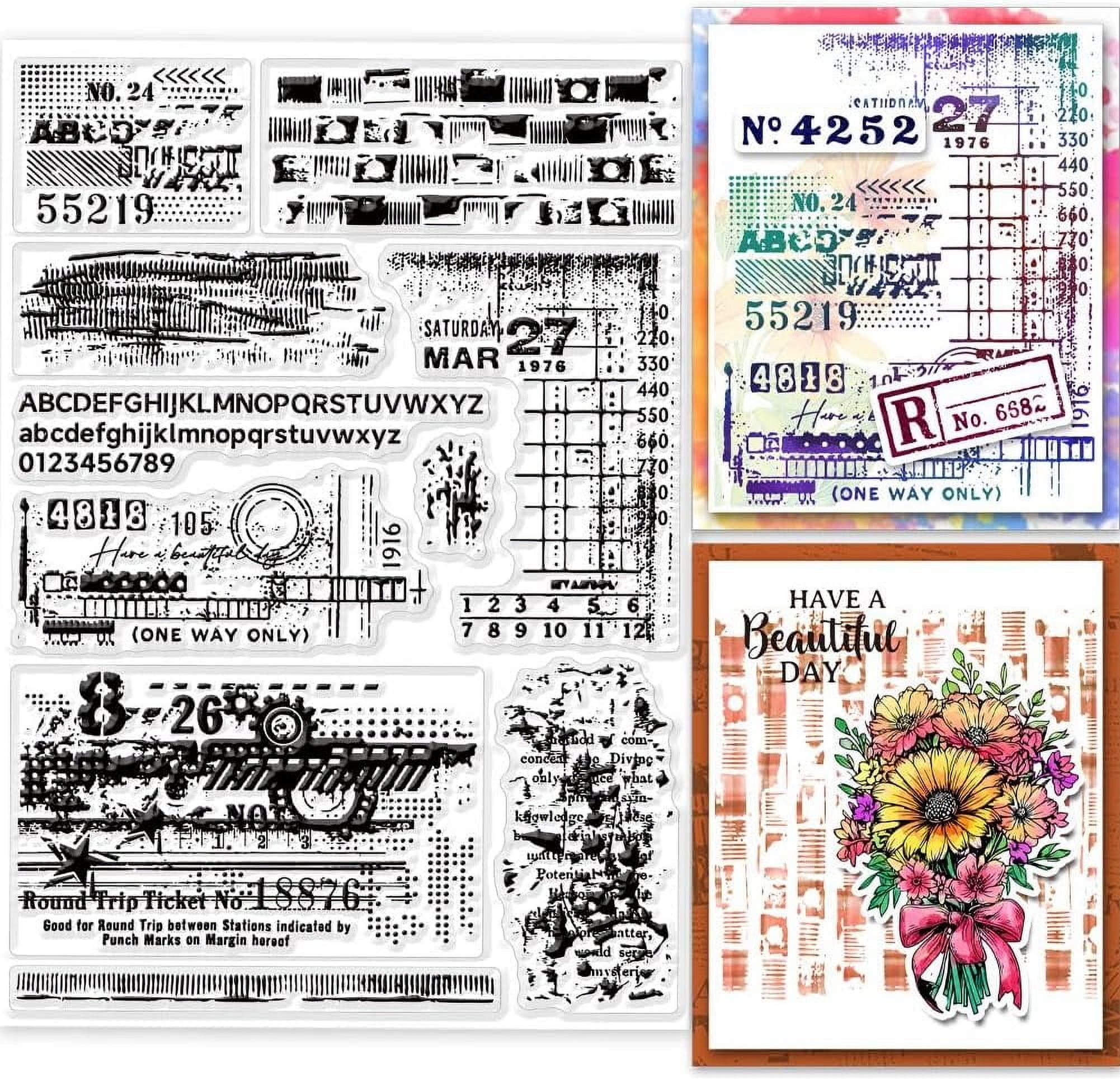 1sheet Vintage Background Clear Stamps for Cards Making Retro Text ...