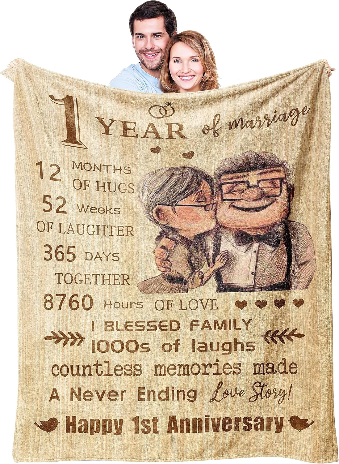 1st Anniversary Blanket Gifts for Couple, one Year Anniversary Blanket ...