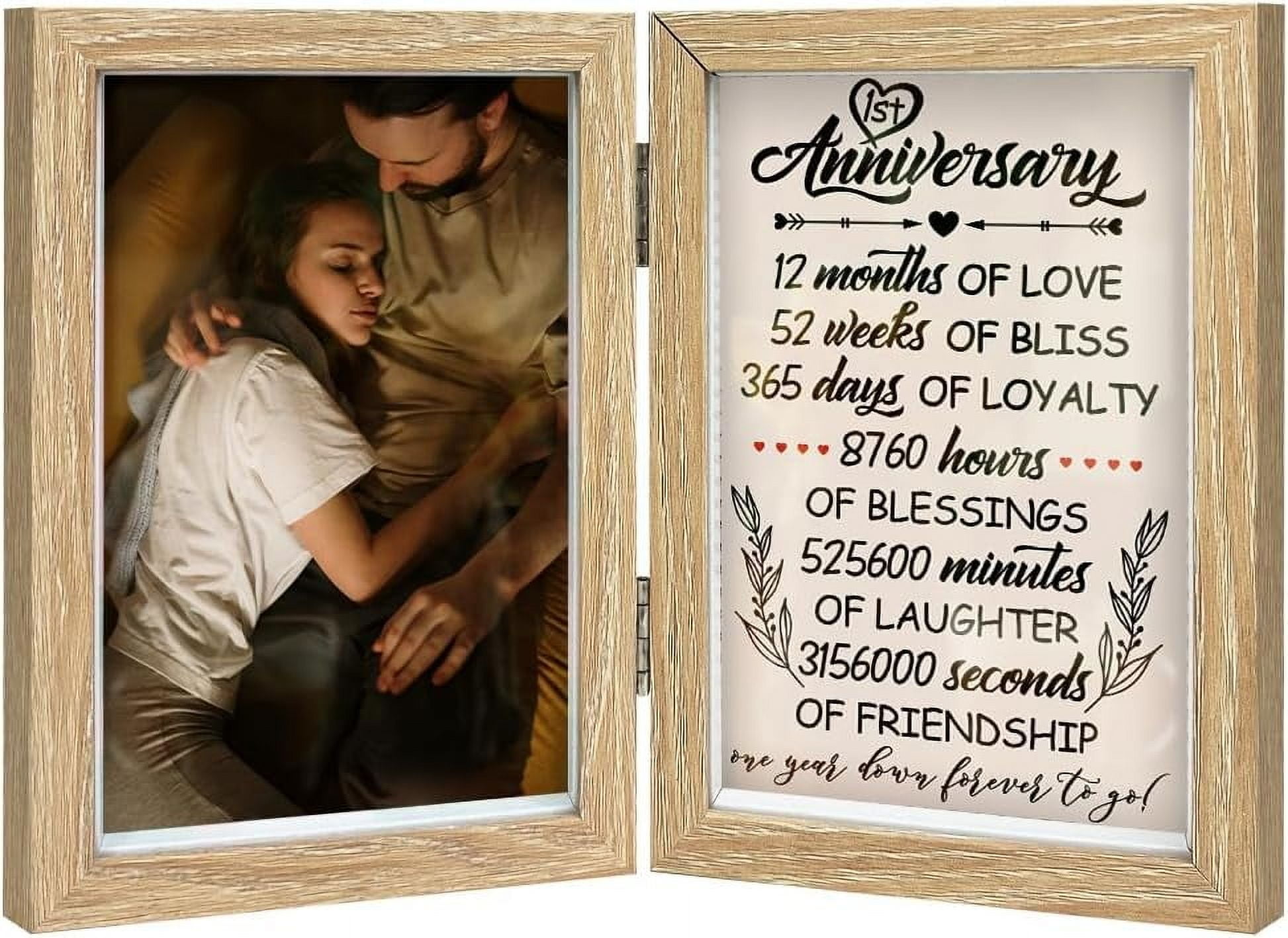 1st Anniversary Romantic Love Folding Photo Frame 6x4 Wood 2 Vertical ...
