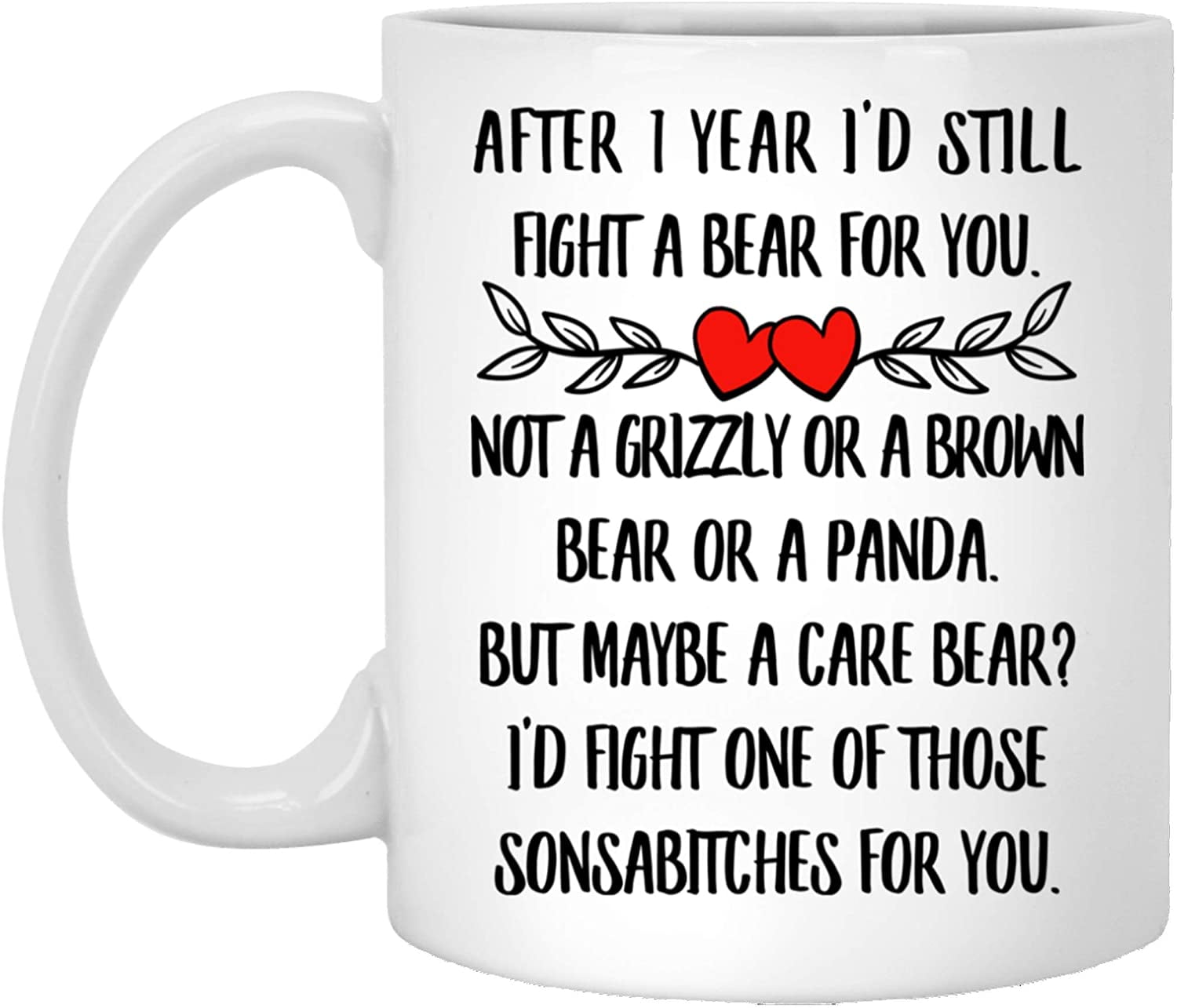 1st Anniversary Wedding Gifts for Her Cute 1 Year Aniversario De Bodas Mug for Wife from Husband ...