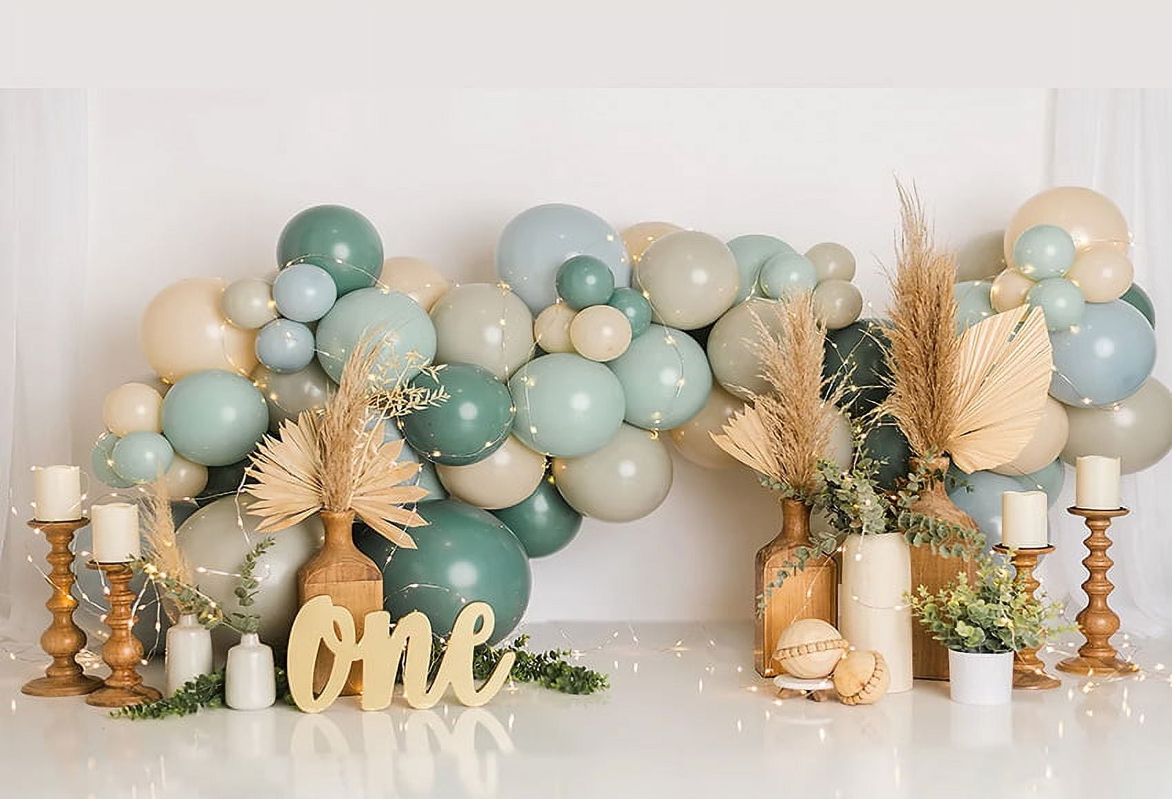 1st Birthday Backdrop Candle Balloon Reborn Baby Photo Cake Smash Child ...