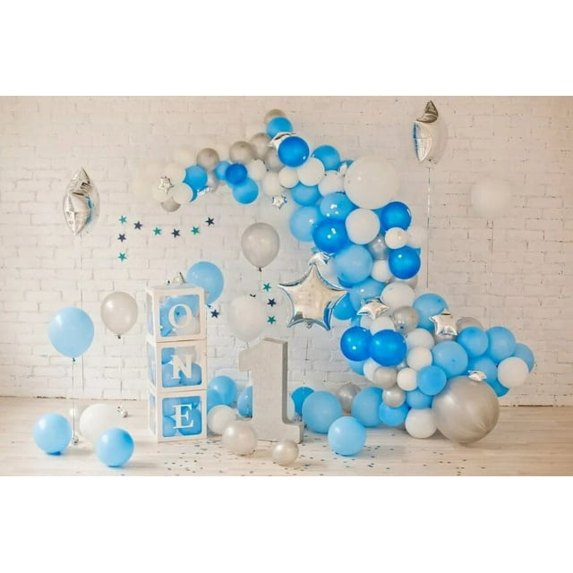 1st Birthday Background For Photography Balloons Ice Cream Cart Family ...