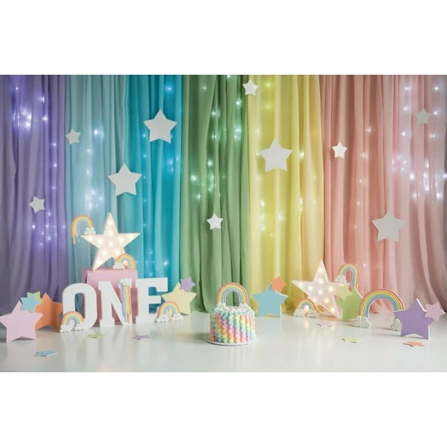 1st Birthday Background For Photography Balloons Ice Cream Cart Family ...