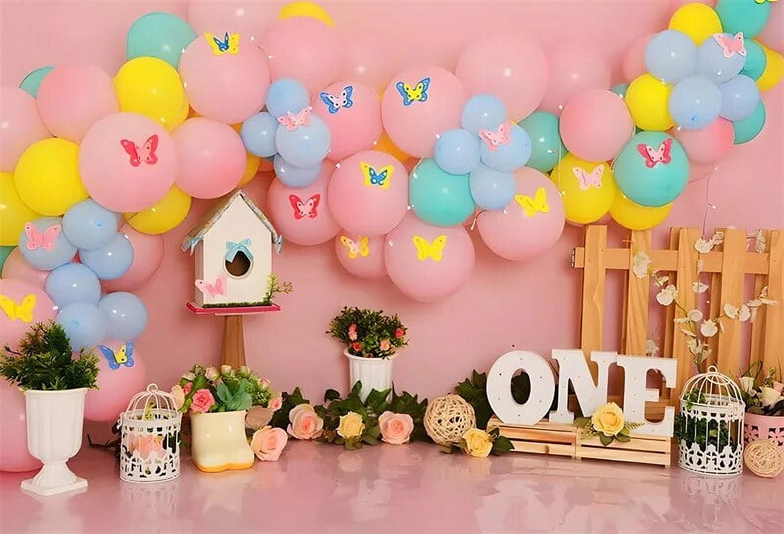 1st Birthday Background For Photography Balloons Ice Cream Cart Family ...