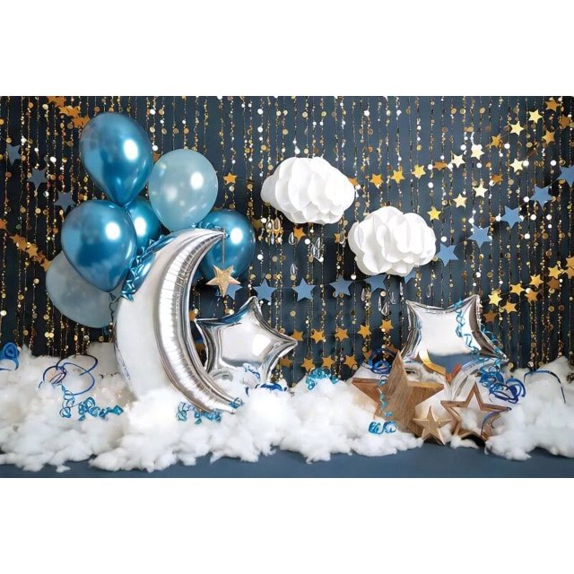1st Birthday Background For Photography Balloons Ice Cream Cart Family ...