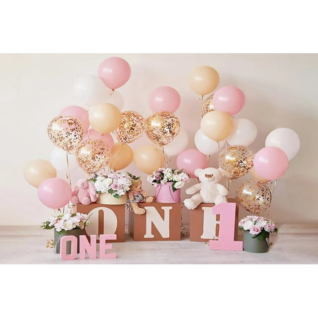 1st Birthday Background For Photography Balloons Ice Cream Cart Family ...