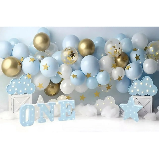 1st Birthday Background For Photography Balloons Ice Cream Cart Family ...