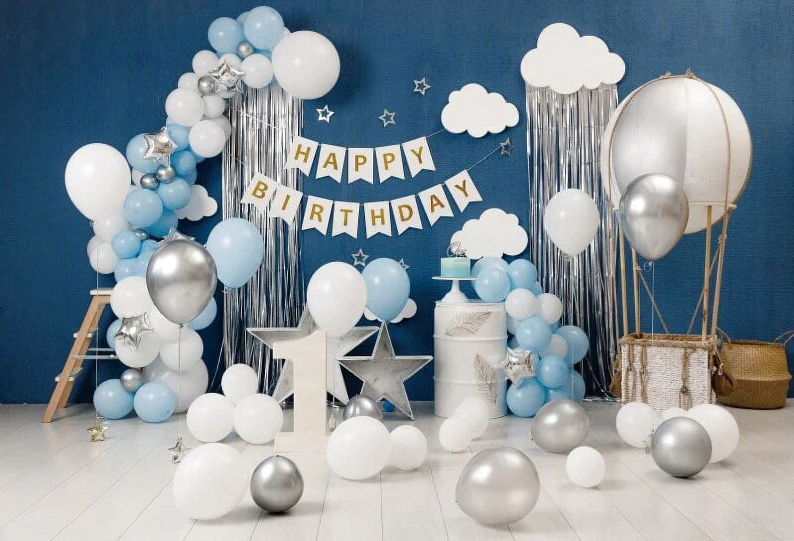 1st Birthday Background For Photography Balloons Ice Cream Cart Family ...