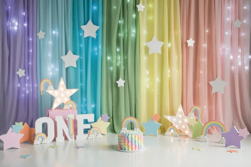 1st Birthday Background For Photography Balloons Ice Cream Cart Family ...