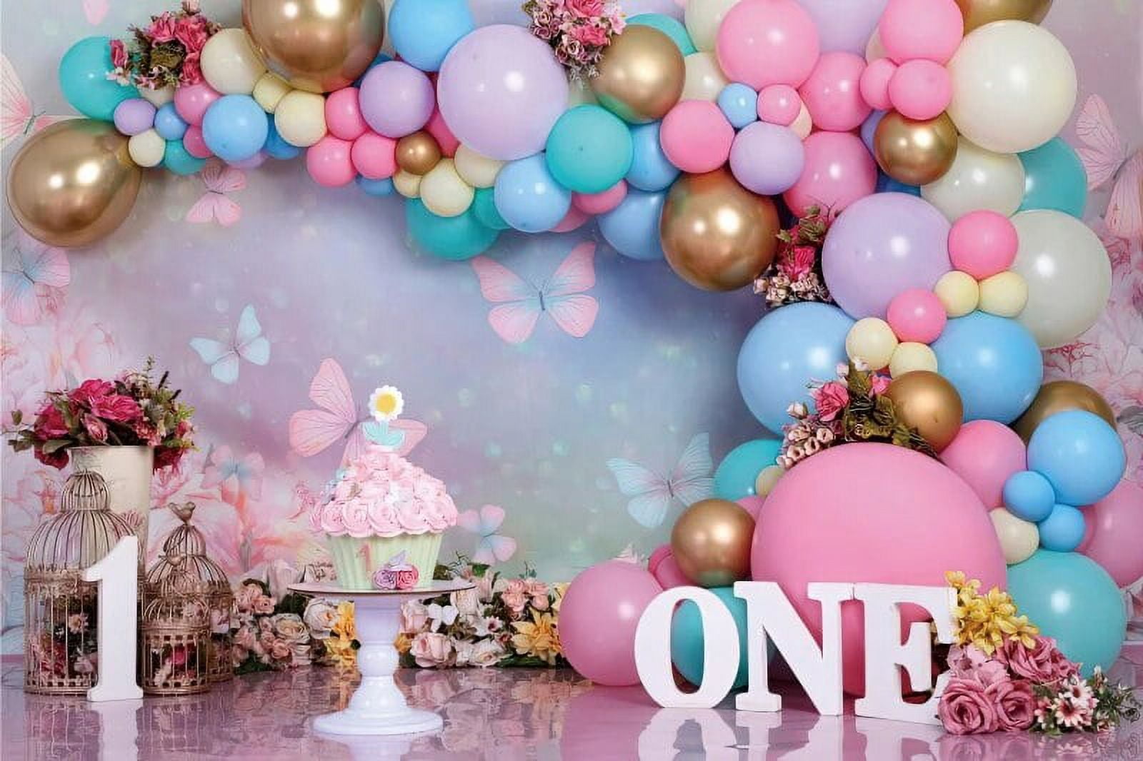1st Birthday Background For Photography Balloons Ice Cream Cart Family ...