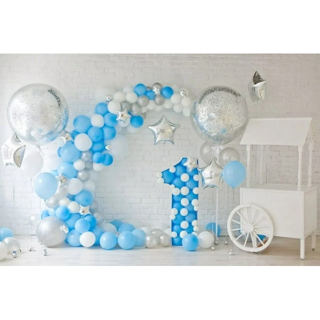 1st Birthday Background For Photography Balloons Ice Cream Cart Family ...