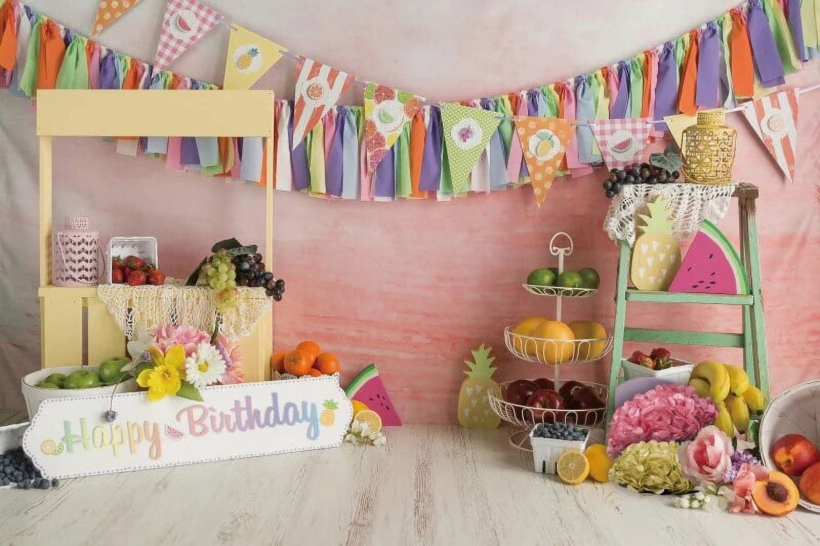 1st Birthday Background For Photography Balloons Ice Cream Cart Family ...