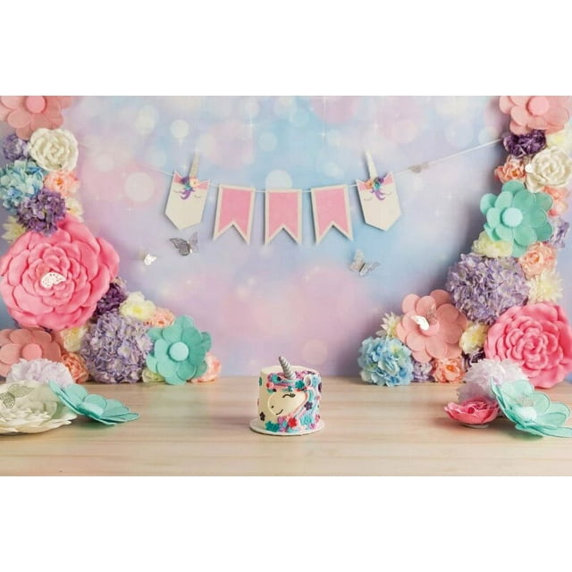 1st Birthday Background For Photography Balloons Ice Cream Cart Family ...