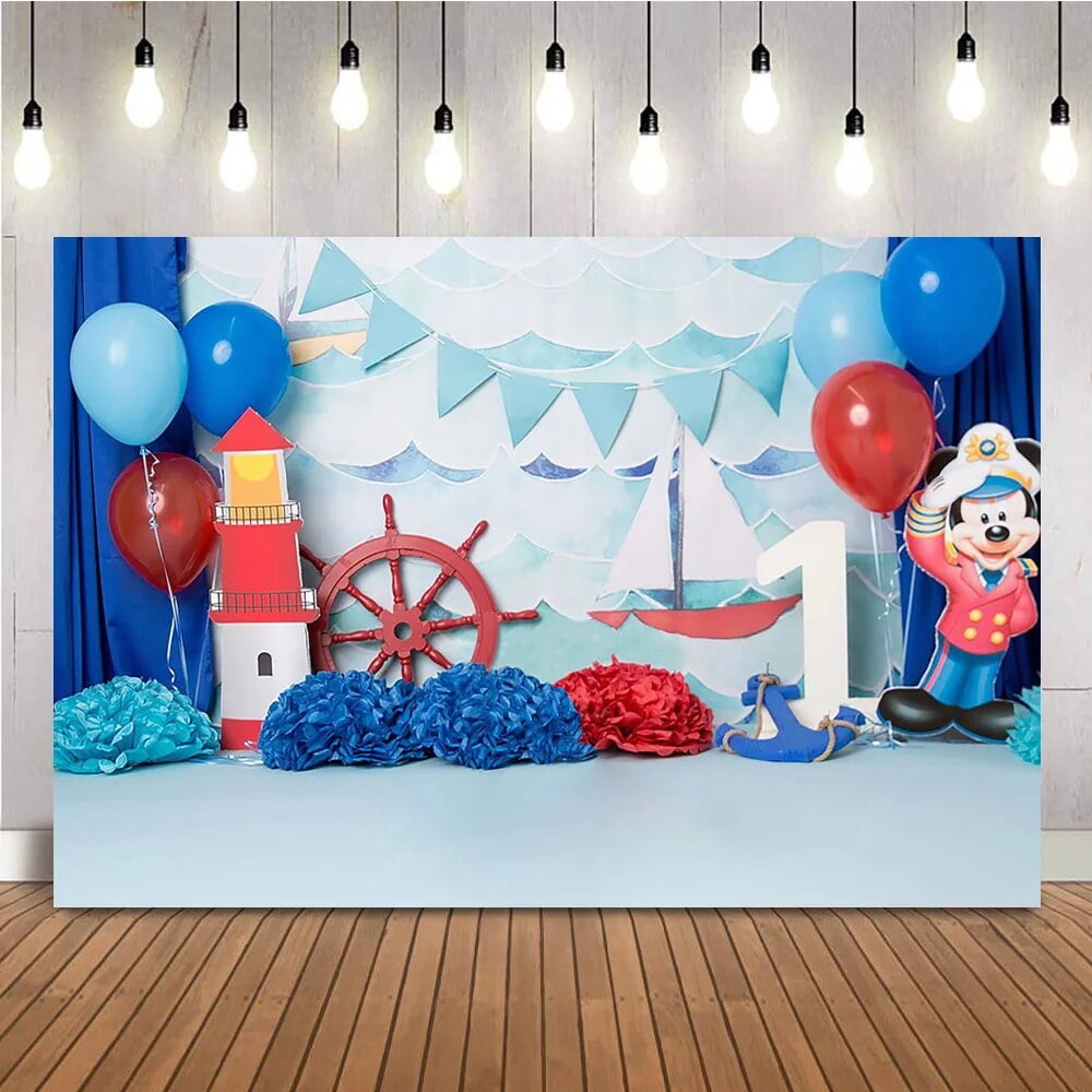 1st Birthday Cake Smash Photography Backdrop Sailboat Sailor Sailing ...