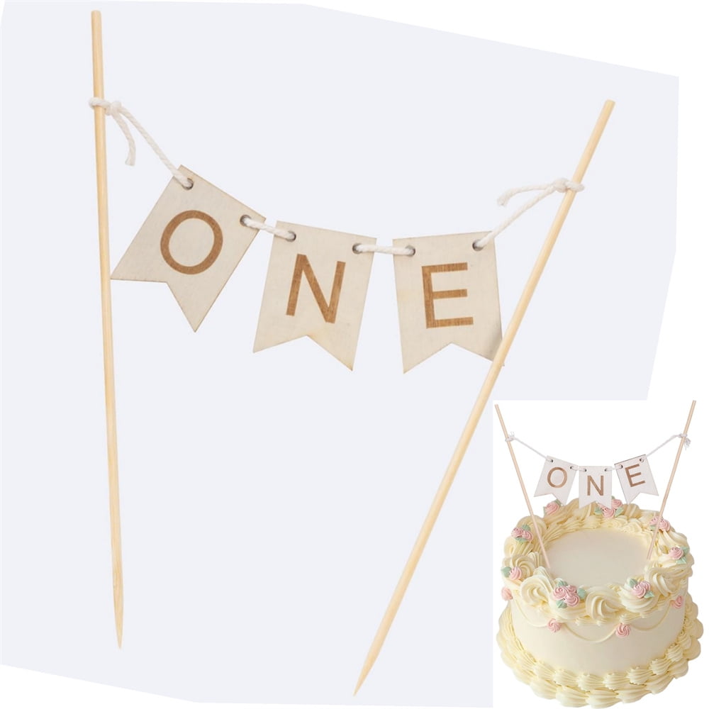 1st Birthday Cake Topper,Wooden “ONE” Cake Banner Inserts,Handmade Cake ...