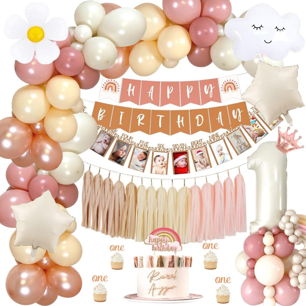 1st Birthday Decoration Girl, First Boho Birthday Decoration with ...