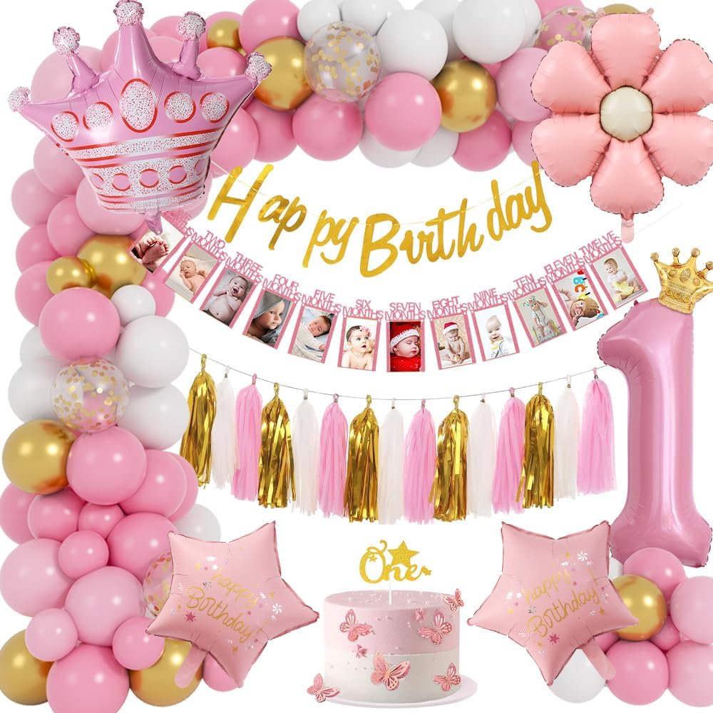 1st Birthday Decorations for Girls, Pink First Birthday Decorations ...
