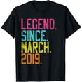 1st Birthday Gifts Legend Since March 2019 T-Shirt Vintage Tee ...