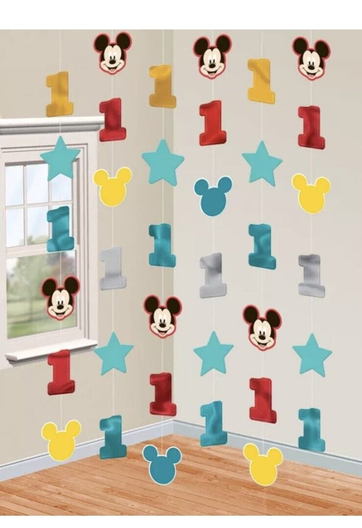 1st Birthday Mickey Mouse String Decorations 6 count Party Supplies ...