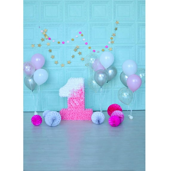 1st Birthday Party Balloon Blue Wall Floor Background For Baby Shower ...