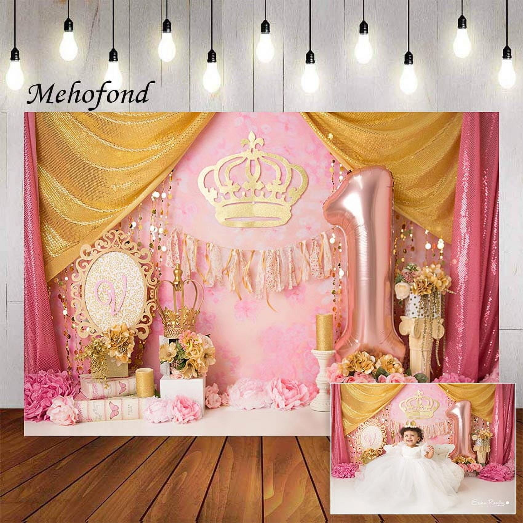 1st Birthday Party Girl Princess Pink Flower Child Newborn Baby Cake ...
