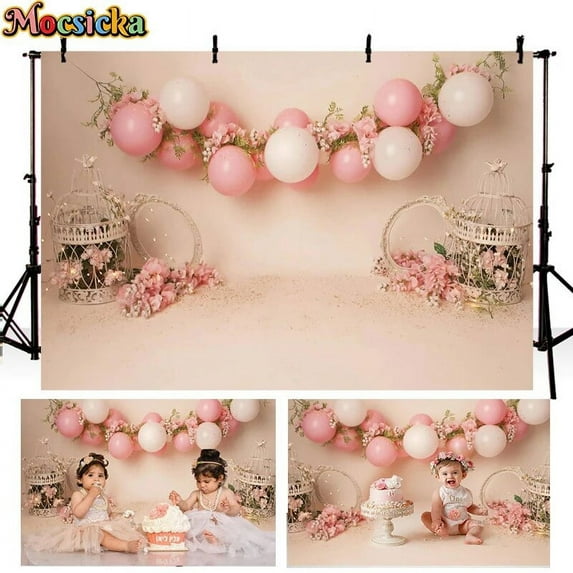 1st Birthday Party Photography Background Balloons Boy Girl Photo ...