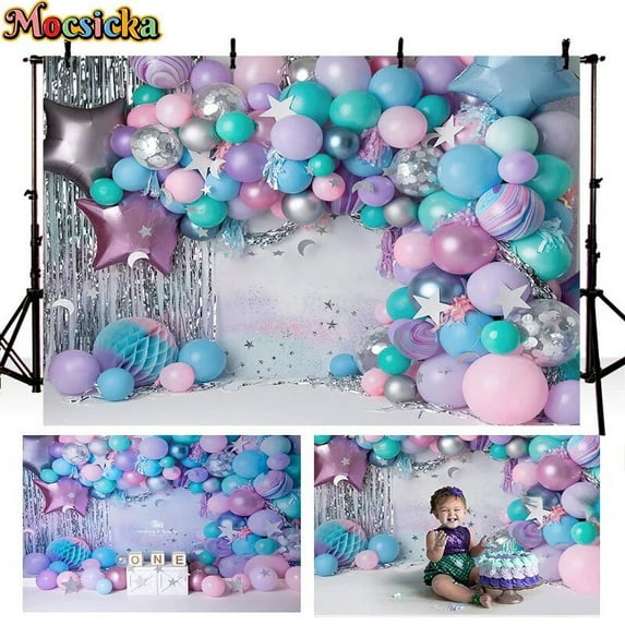 1st Birthday Party Photography Background Balloons Boy Girl Photo ...