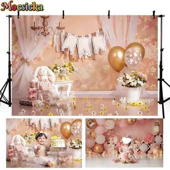 1st Birthday Party Photography Background Balloons Boy Girl Photo ...