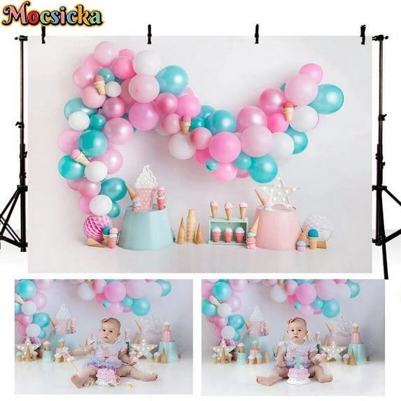 1st Birthday Party Photography Background Balloons Boy Girl Photo ...