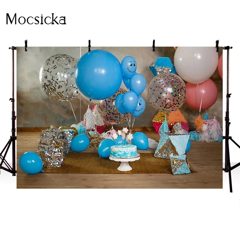 1st Birthday Photography Background Birthday Balloon Flowers Backdrop ...