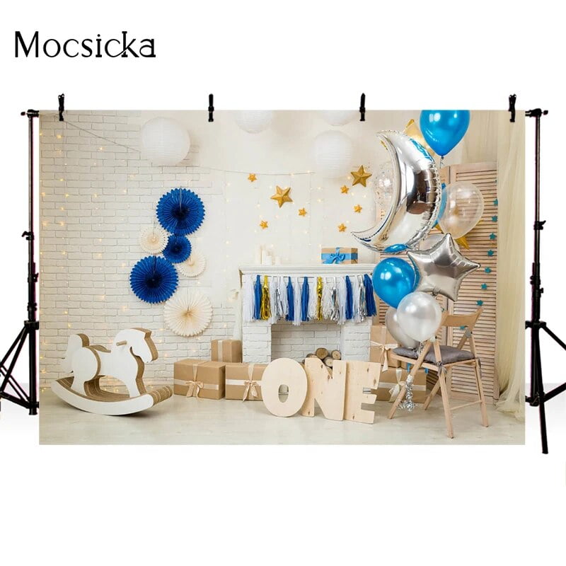 1st Birthday Photography Background Birthday Balloon Flowers Backdrop ...