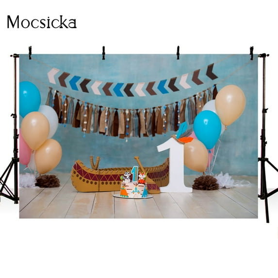 1st Birthday Photography Background Birthday Balloon Flowers Backdrop ...