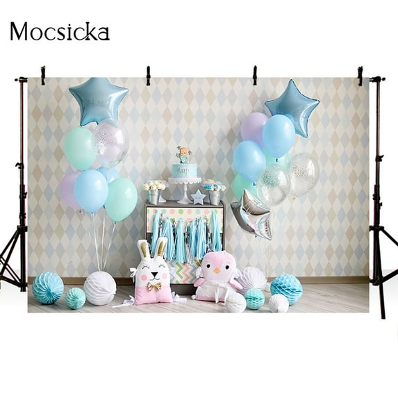1st Birthday Photography Background Birthday Balloon Flowers Backdrop ...