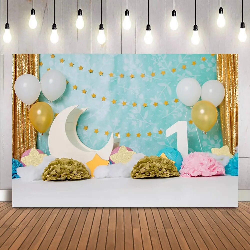 1st Birthday White Moons Birthday Backdrop for Photography Baby ...