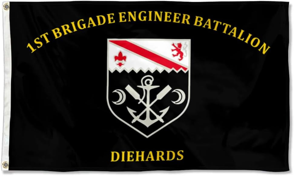 1st Brigade Engineer Battalion 1st Infantry Division flag banner with 2 ...