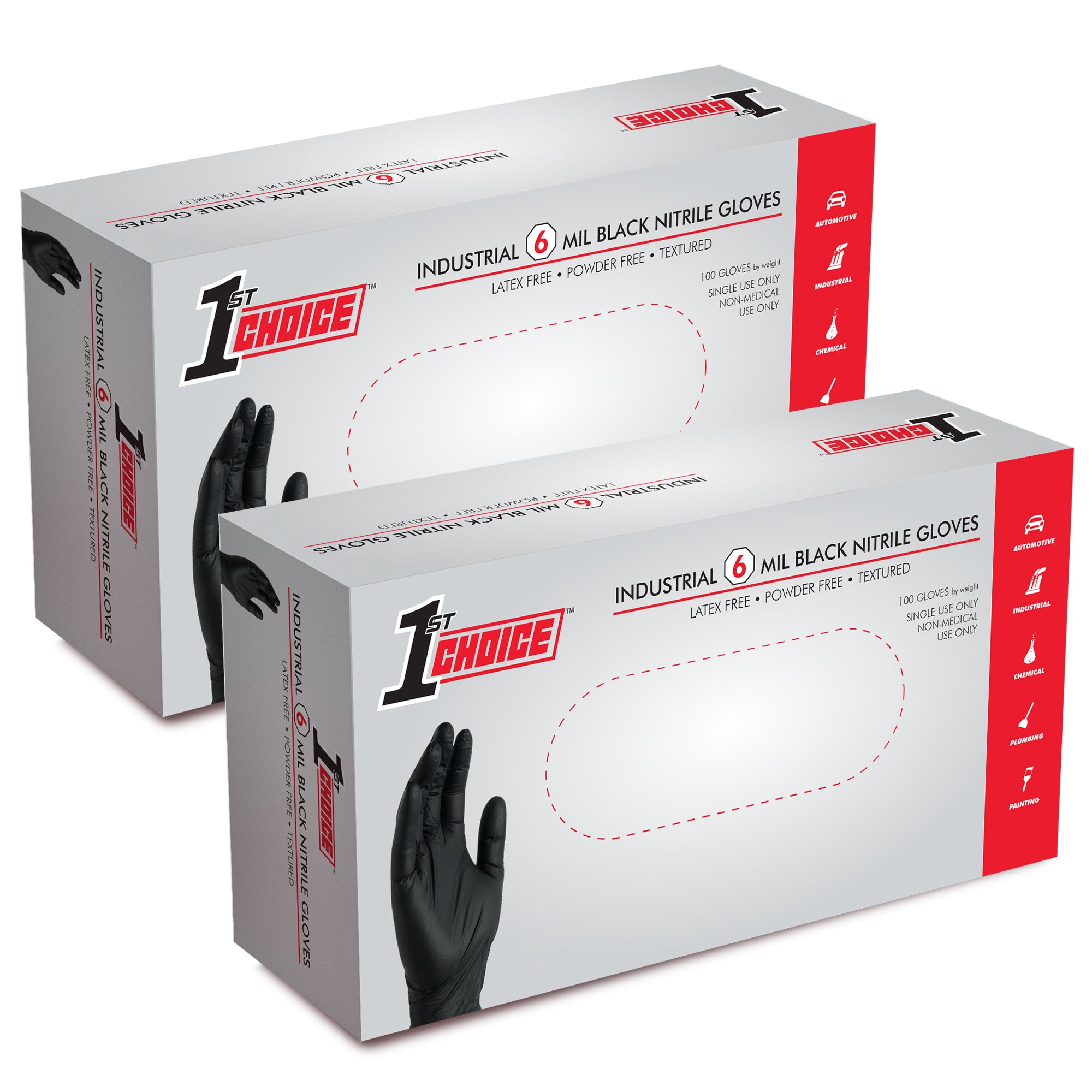 1st Choice Black Disposable Nitrile Gloves, Size Small, 200 Count, 6 ...