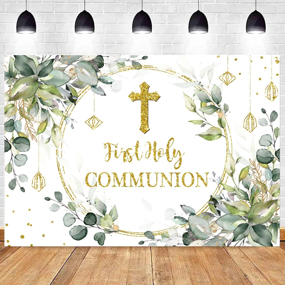 1st First Communion Baptism Decorations Backdrop God Bless Holy ...